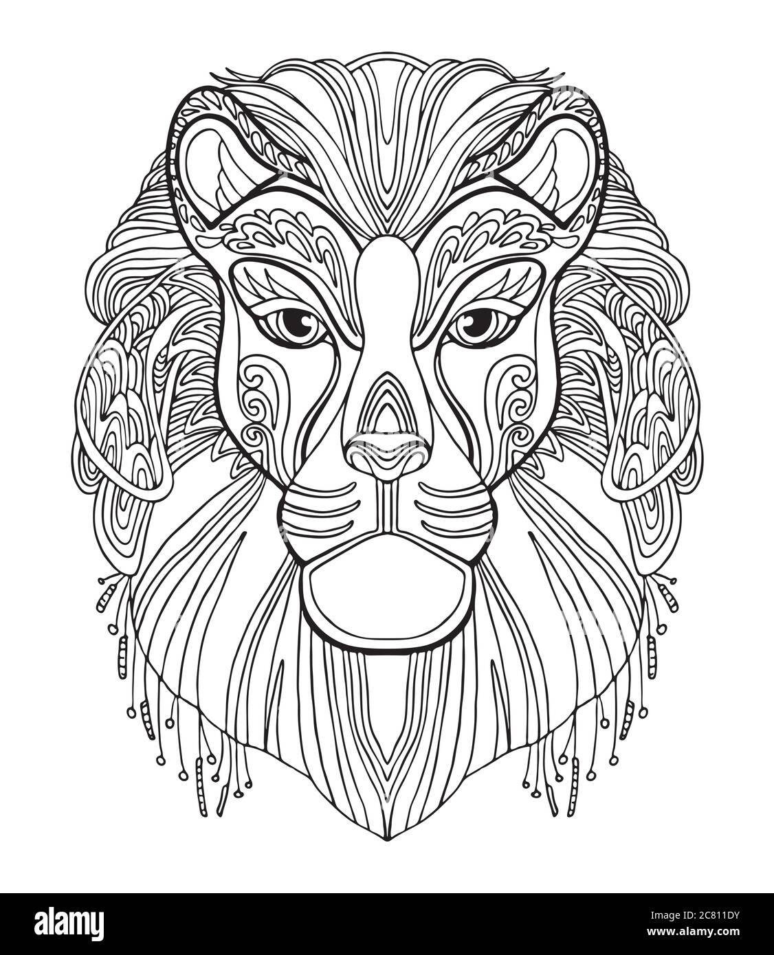Vector coloring ornamental portrait of lion. Decorative abstract vector ...