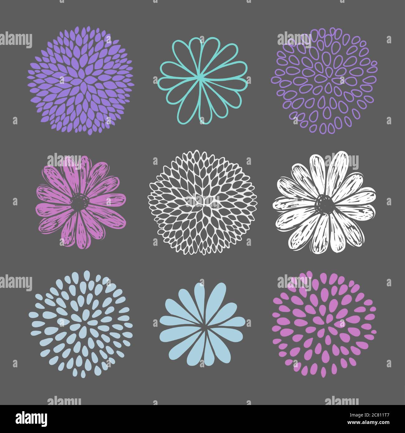 Flowers pattern drawing sketch Stock Vector Images - Alamy