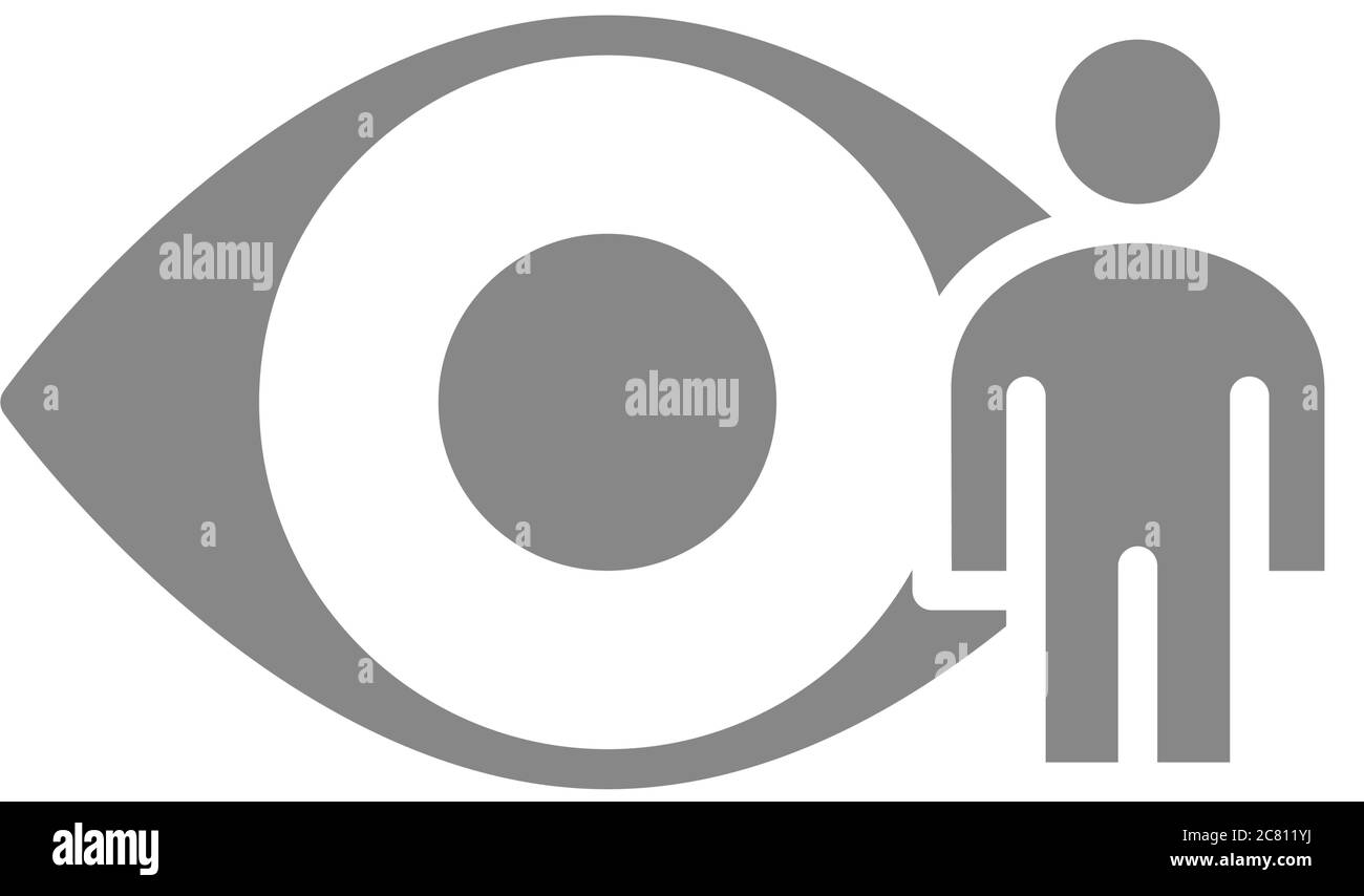 Human eye with man grey icon. Human visual system, healthy organ symbol ...