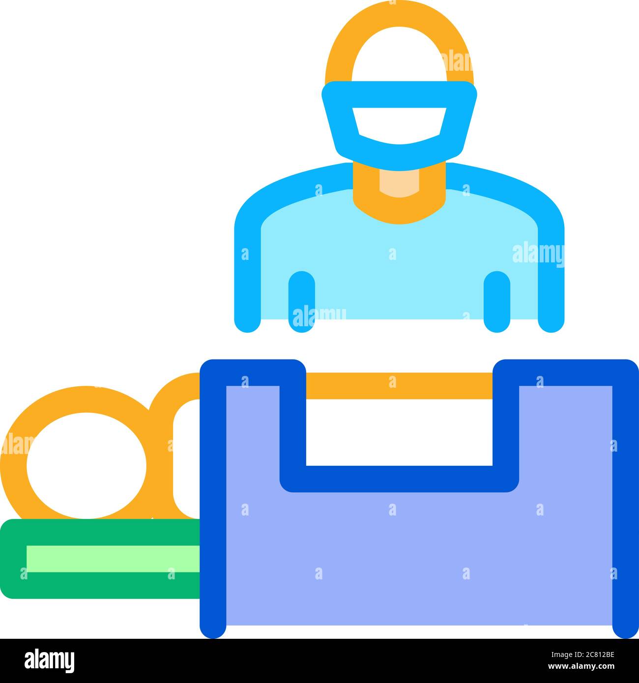 surgeon nad patient on surgical table icon vector outline illustration ...