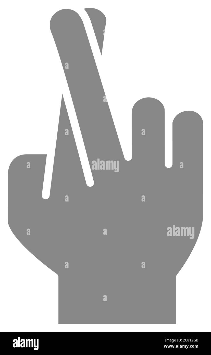 Crossed fingers gray icon. Wish for luck gesture symbol Stock Vector ...