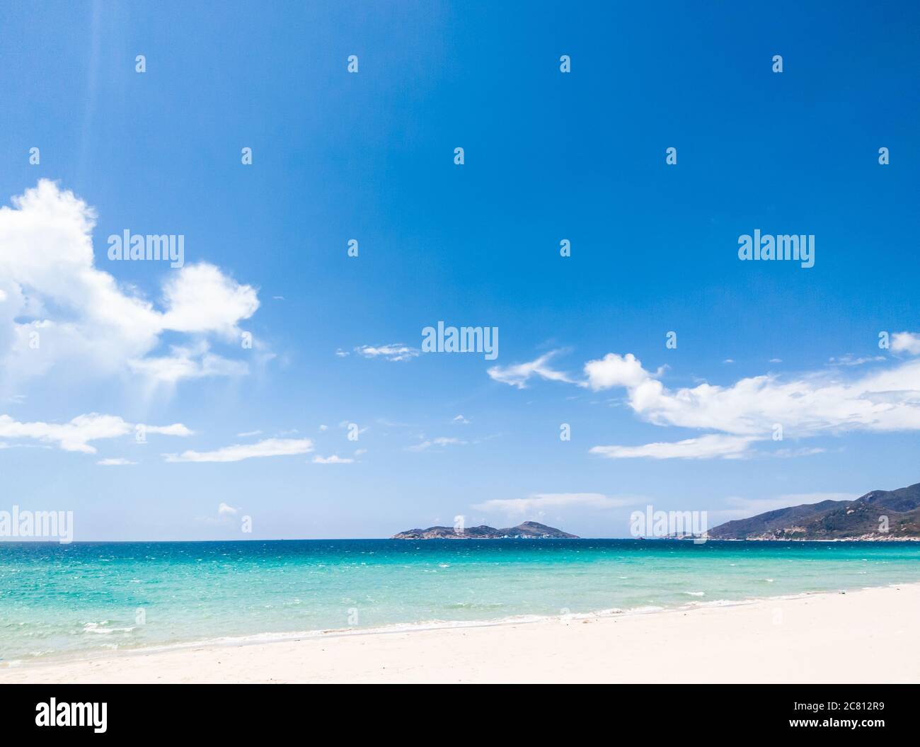Beautiful blue beach panoramic sea view, with clean Azure water, blue ...