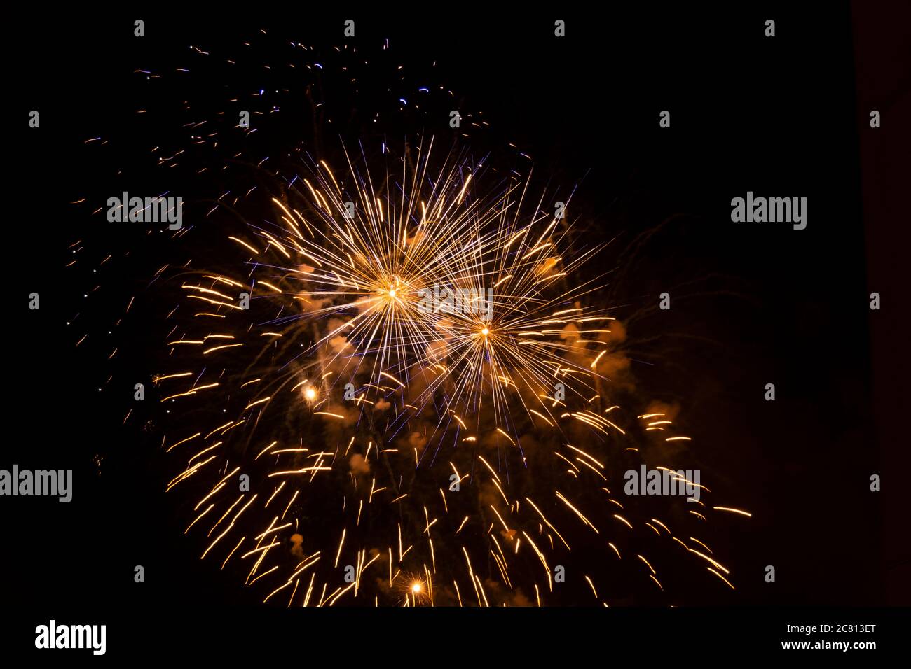 Colorful fireworks burst across the night sky in France, marking the ...