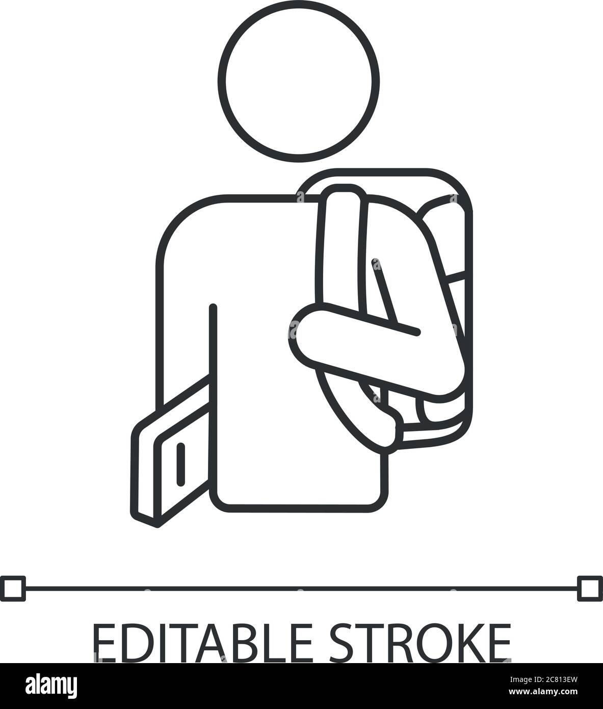 Freshman pixel perfect linear icon. Ninth grade student. High school ...