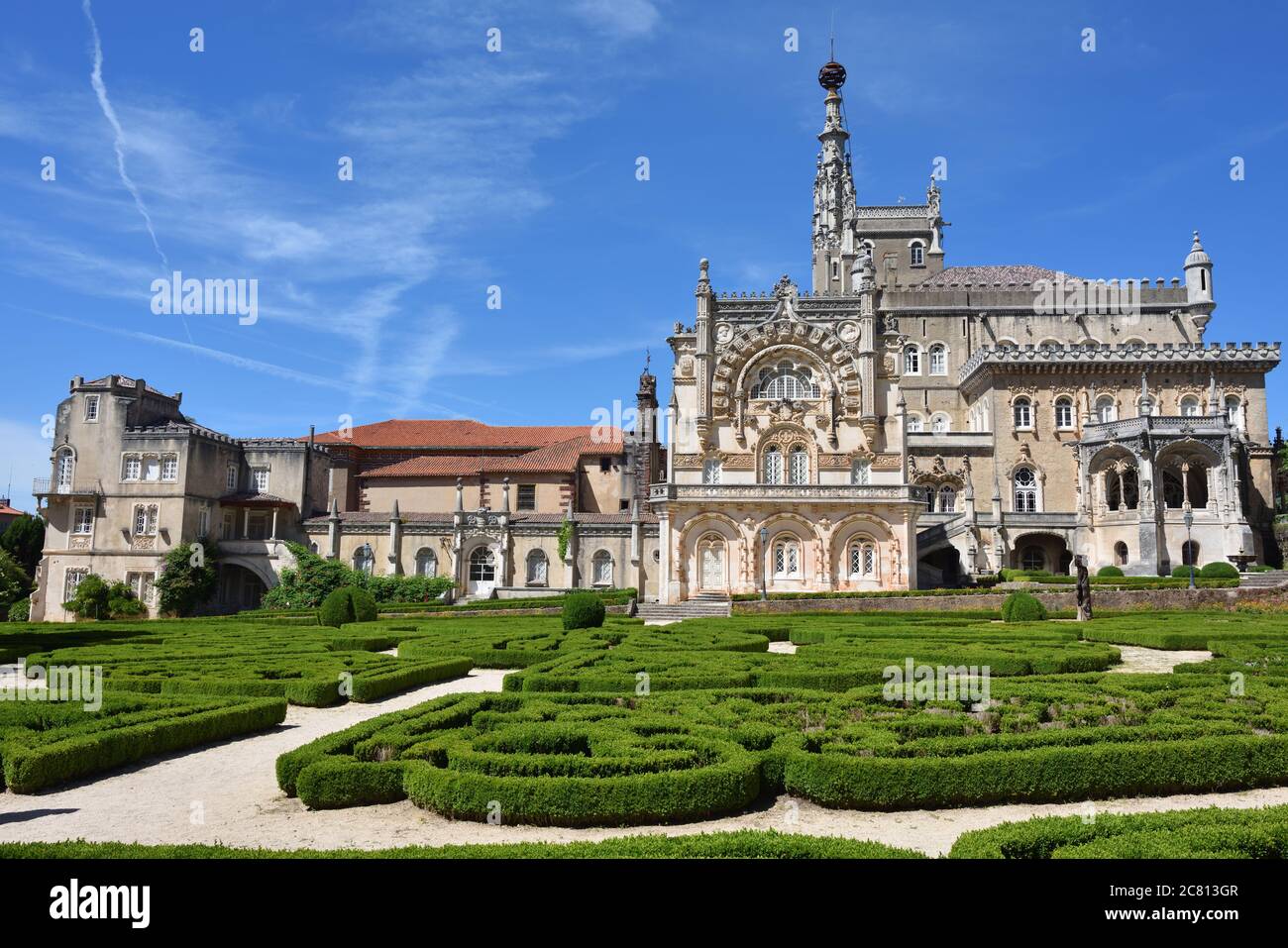 Medieval Bussaco Palace near Luso in Portugal. Palace built in 1628 as ...