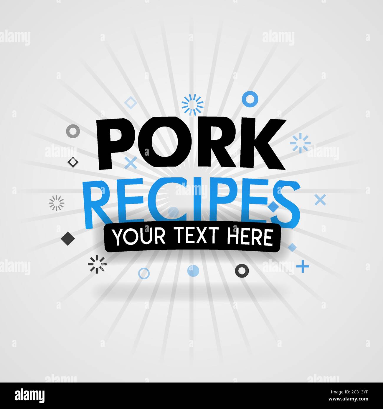 Template for pork food recipes blue poster. for promotion, advertising ...