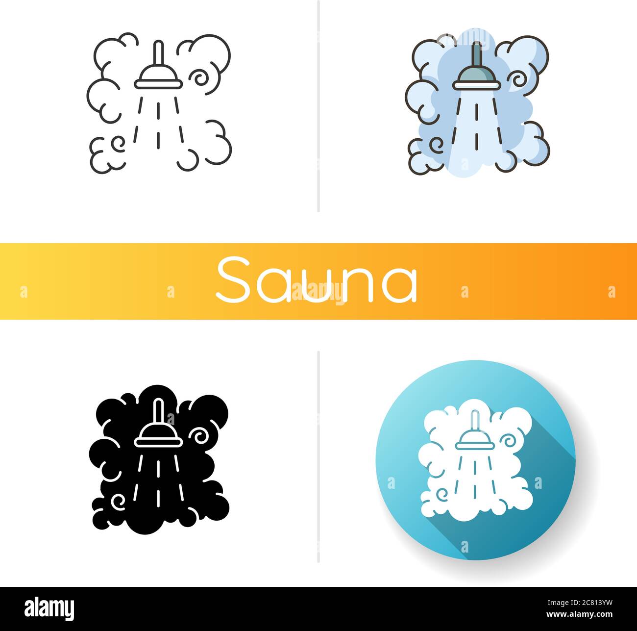 Steam shower icon. Linear black and RGB color styles. Body care ...