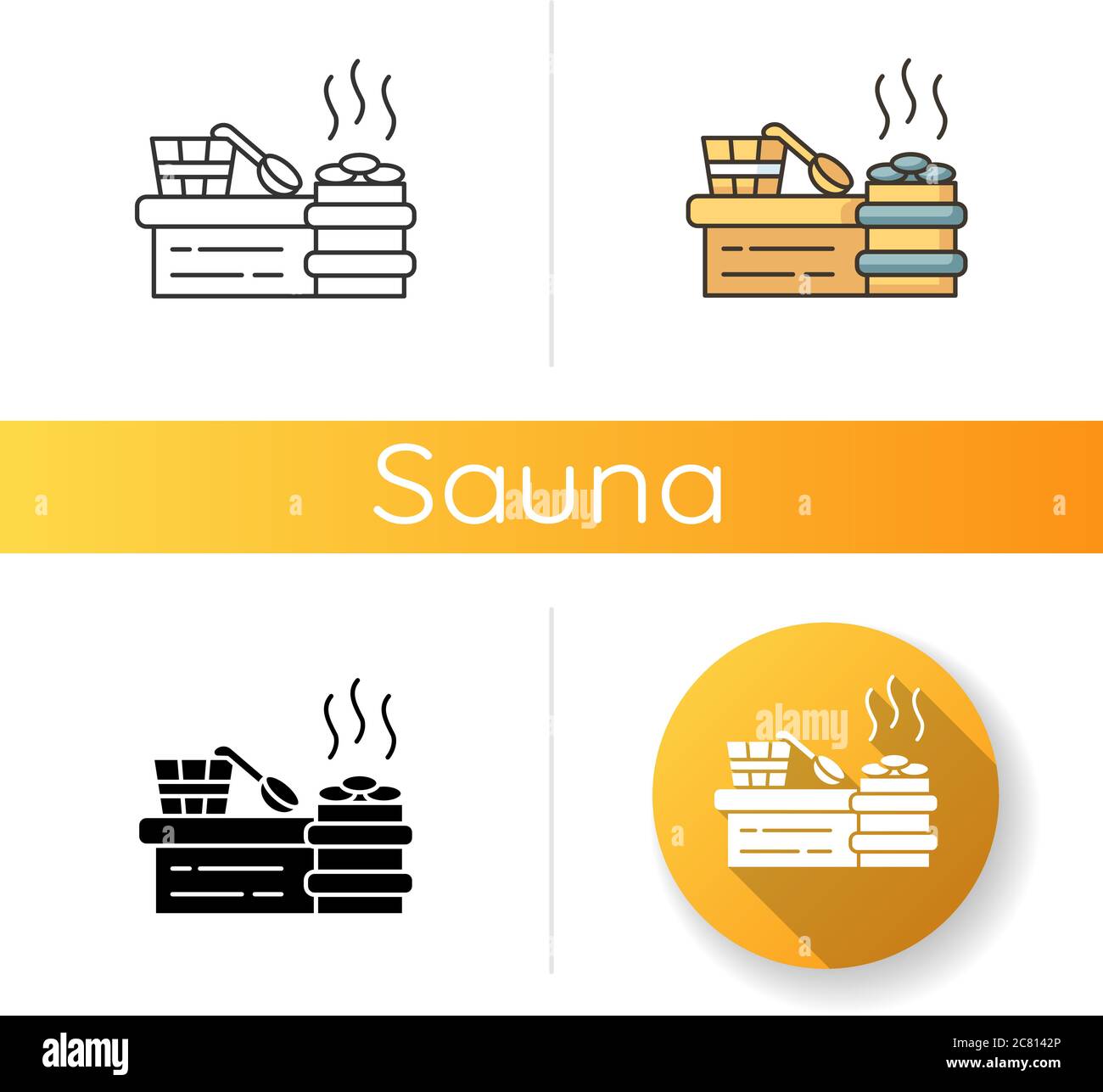 Steam room icon. Linear black and RGB color styles. Sauna recreation ...