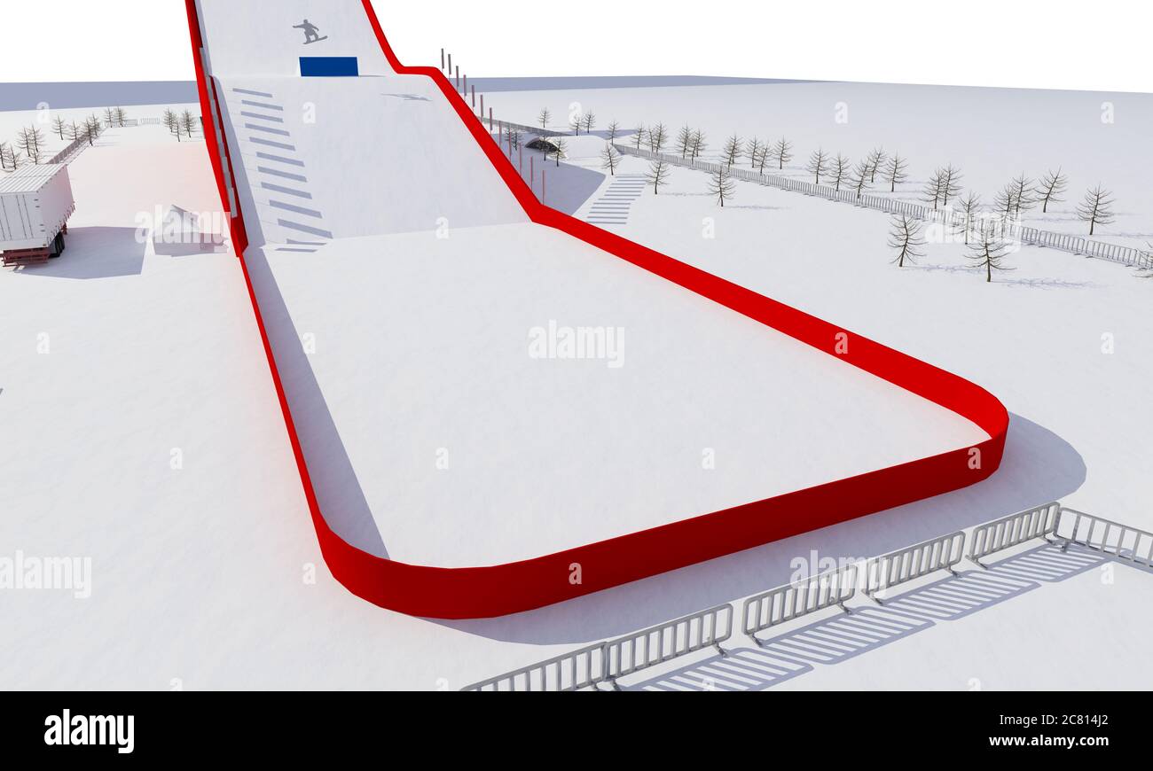 3d illustration of a Snowboard and freestyle Ramp Stock Photo - Alamy