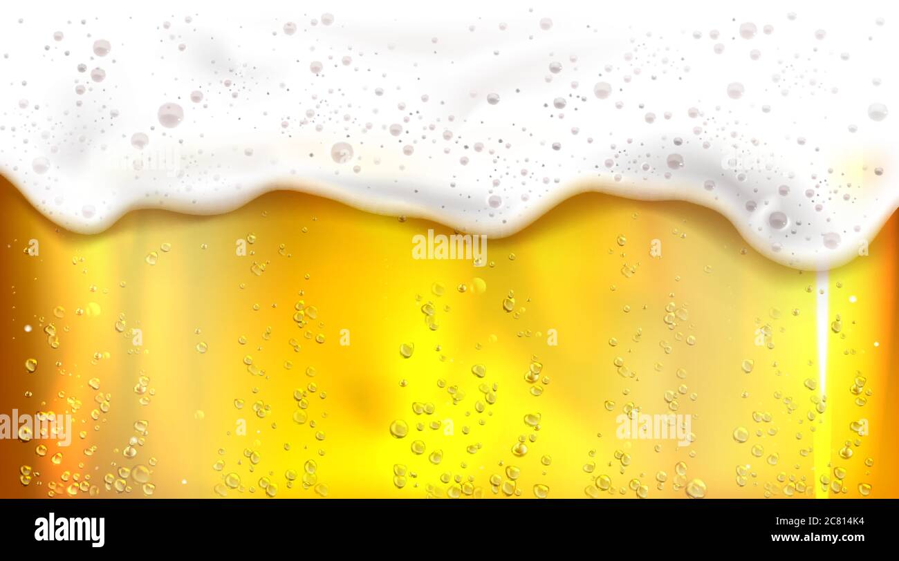 Beer with bubbles and foam background. Vector realistic illustration of ...