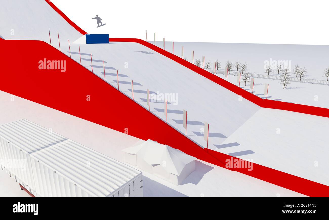3d illustration of a Snowboard and freestyle Ramp Stock Photo - Alamy