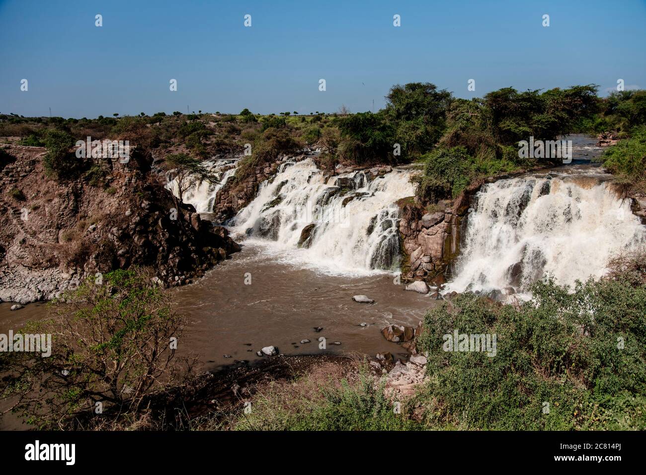 Large rocky waterfall as Awash Falls Lodge in Afar, Northern Ethiopia ...