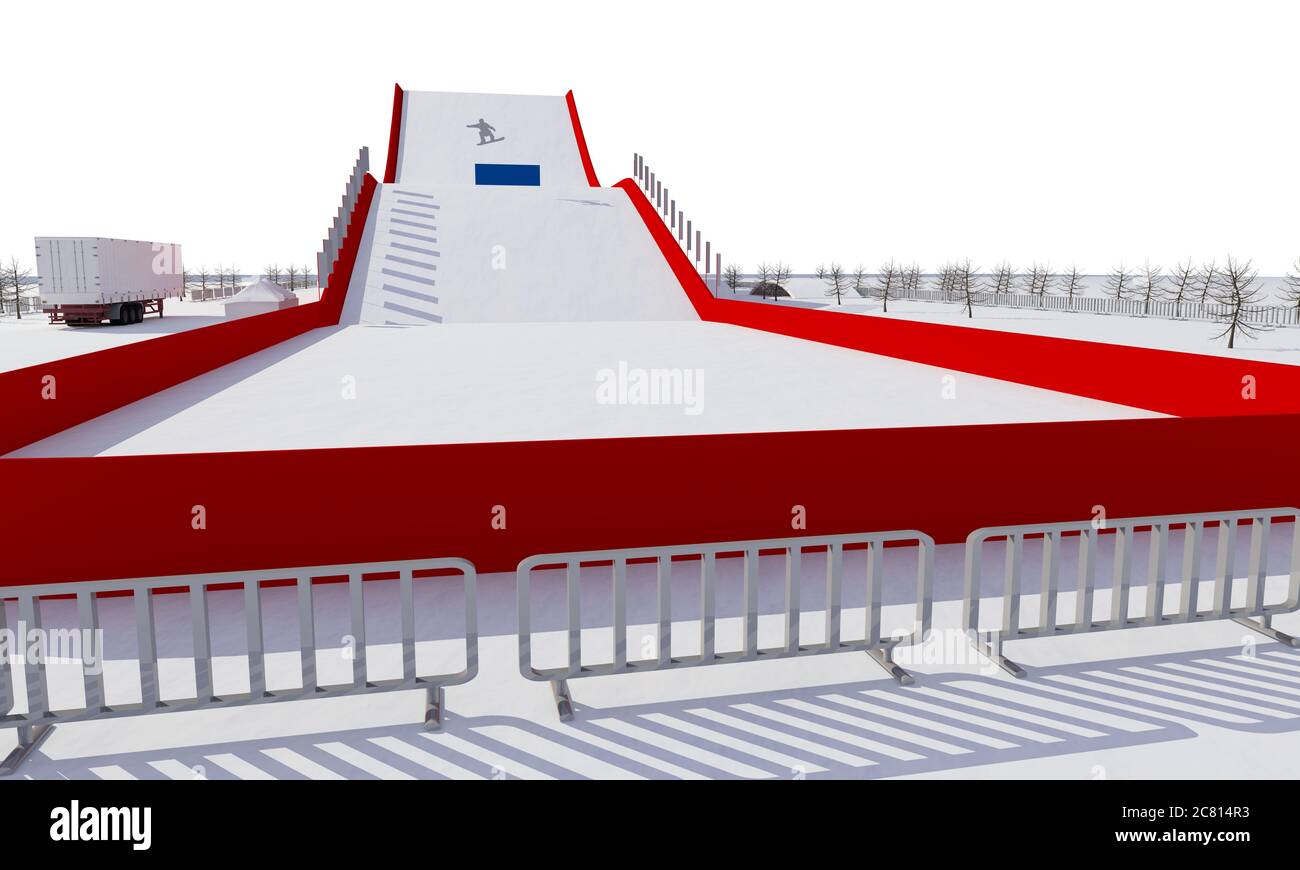 3d illustration of a Snowboard and freestyle Ramp Stock Photo - Alamy