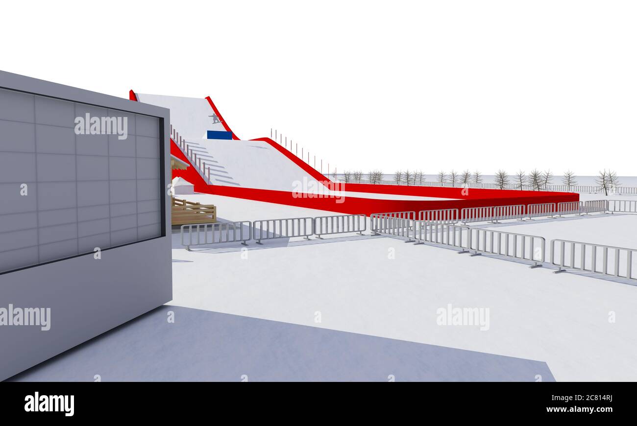 3d illustration of a Snowboard and freestyle Ramp Stock Photo - Alamy