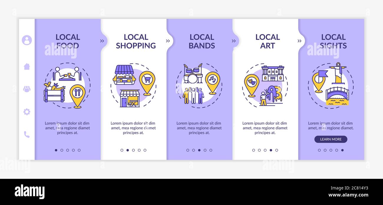 Local tourism elements onboarding vector template. Local sightseeing ...