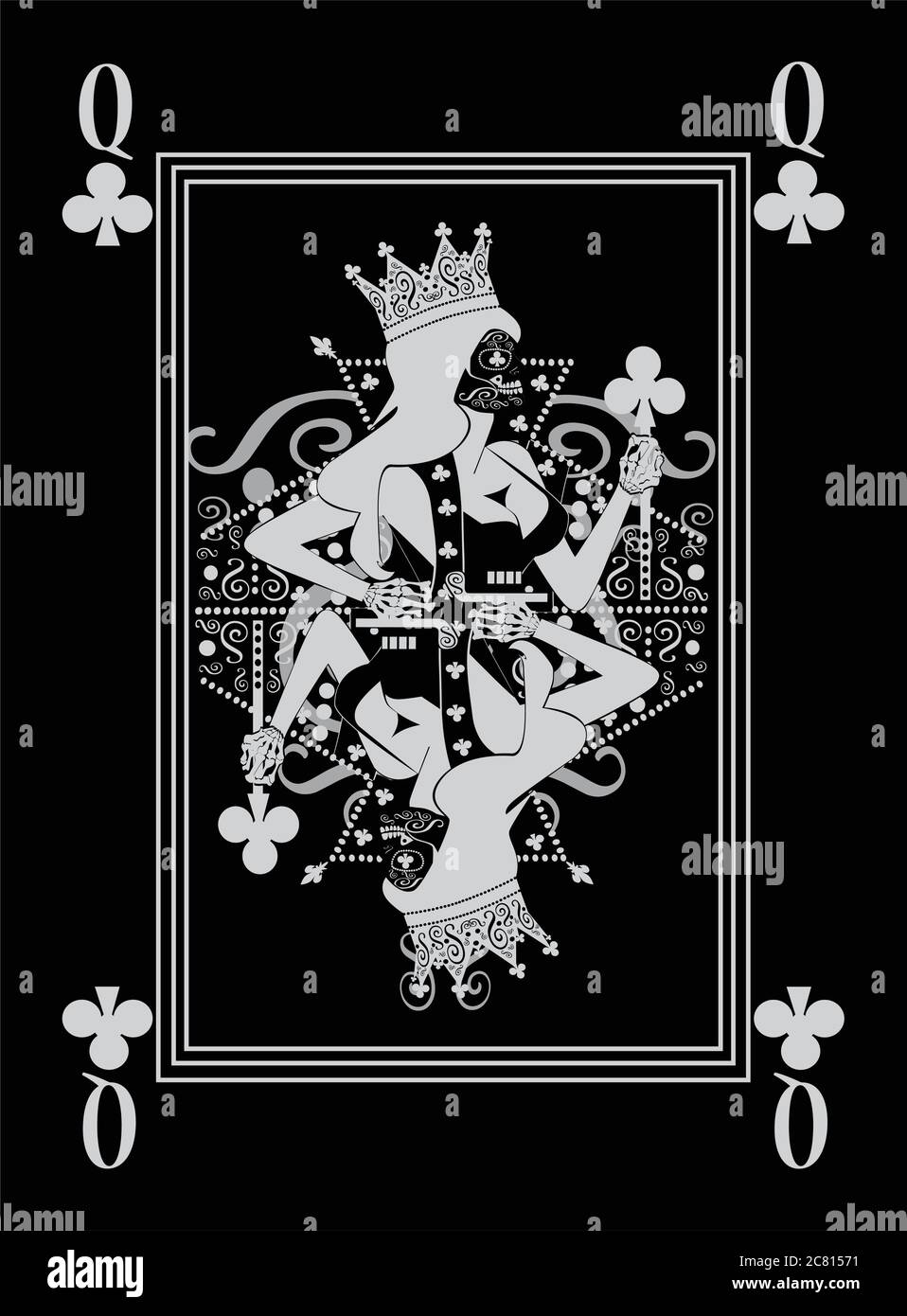 King And Queen Card Black And White