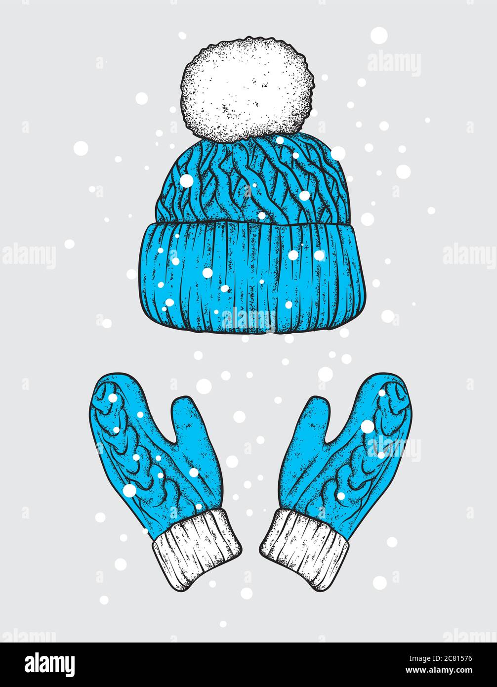 Winter hat and gloves. Knitted mittens. Vector illustration for a ...