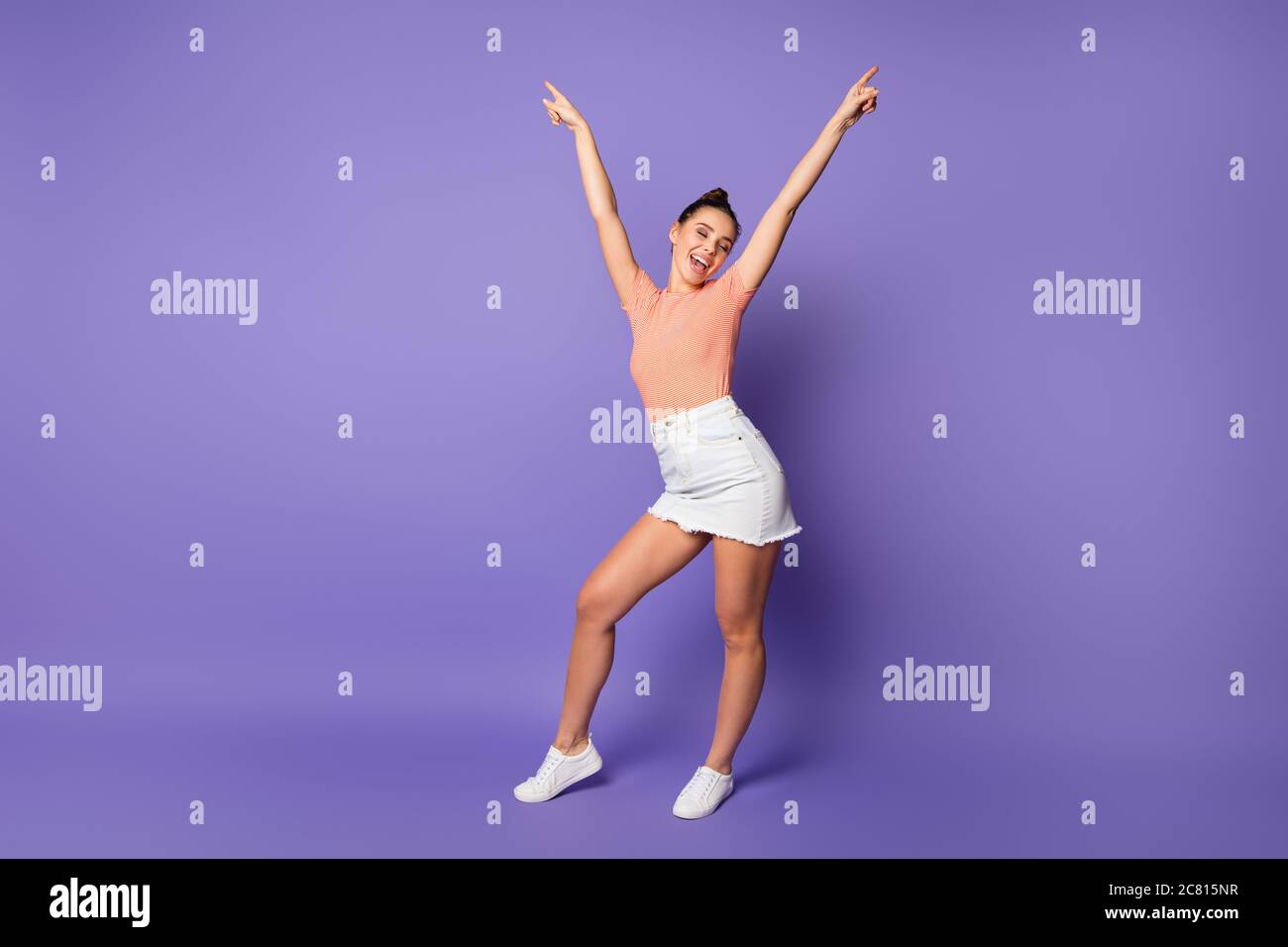 Full length body size view of her she nice attractive lovely cheerful ...