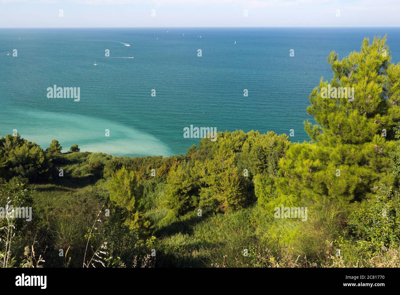 Mount Conero Natural Reserve Regional Park overlooking the sea, Marche ...