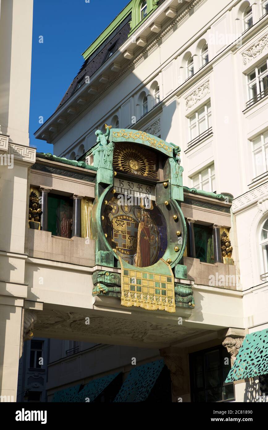 Famous astronomical clock, named as Anker clock, in Vienna Stock Photo ...