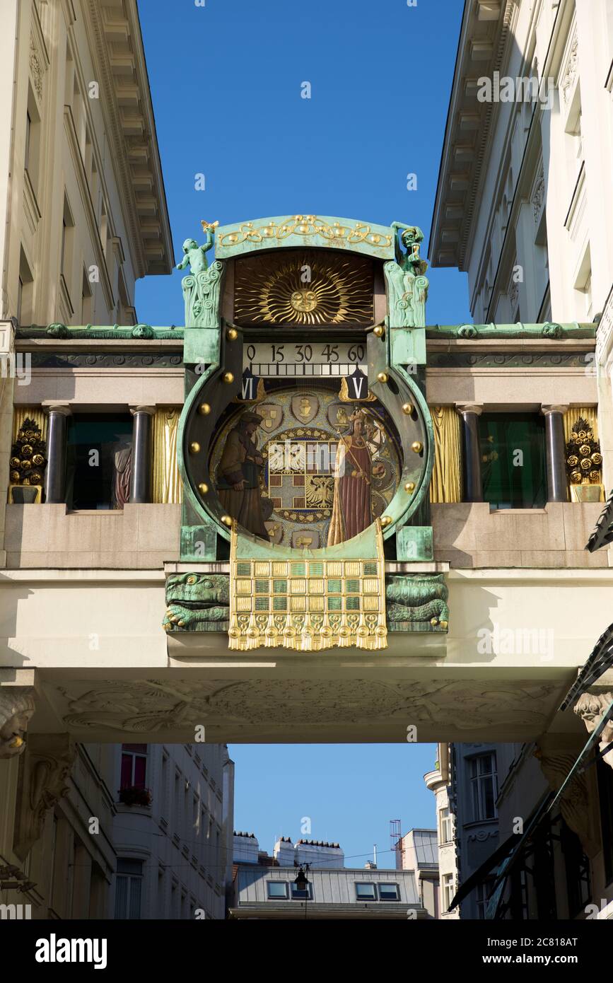 Famous astronomical clock, named as Anker clock, in Vienna Stock Photo ...