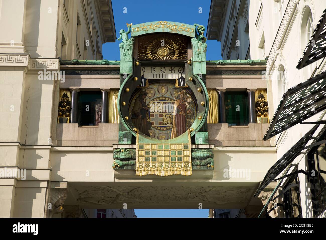 Famous astronomical clock, named as Anker clock, in Vienna Stock Photo ...