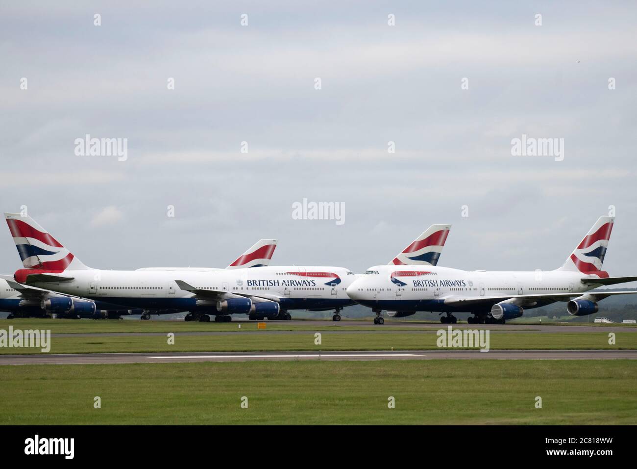 A general view of Boeing 747-400 aircraft at Cardiff Airport in Rhoose ...