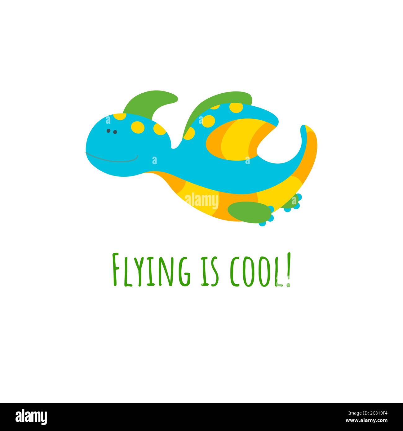 Flying dinosaur on white background. Colorful vector illustration in ...