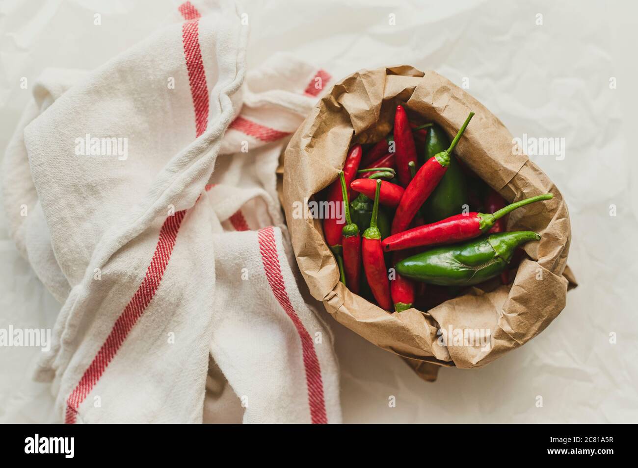 Chili Peppers and Jalepenos in a Paper Bag Stock Photo - Alamy