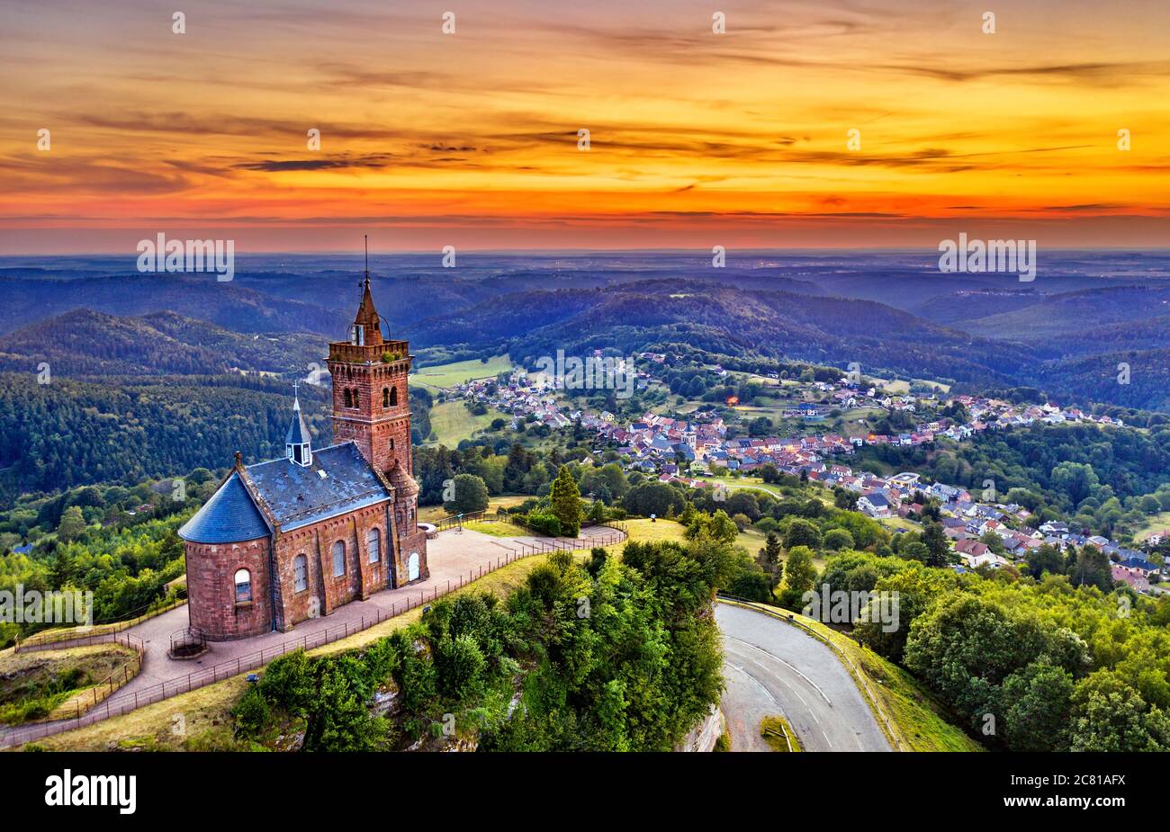 St. Leon Chapel atop Dabo Rock in Moselle, France Stock Photo - Alamy