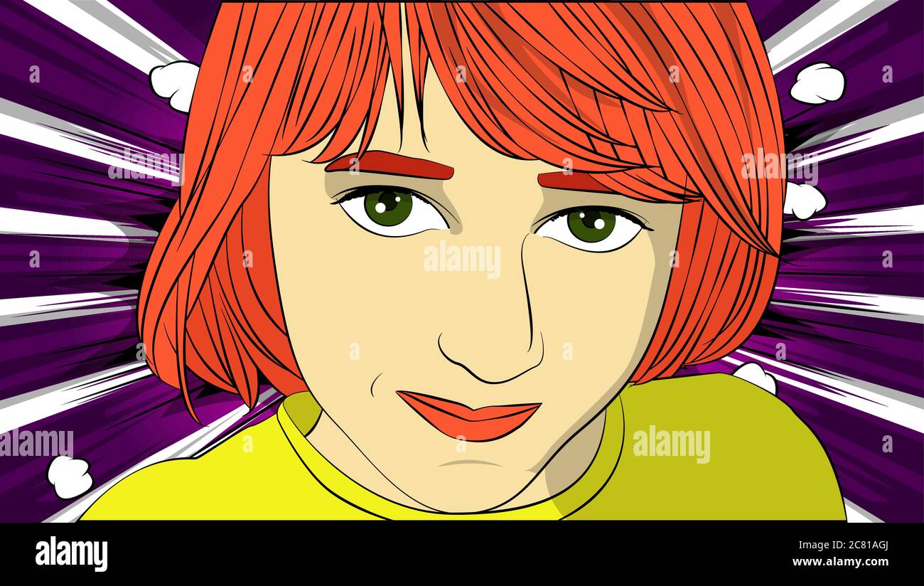 Clean fresh face close up of a beautiful young girl - comic book style ...