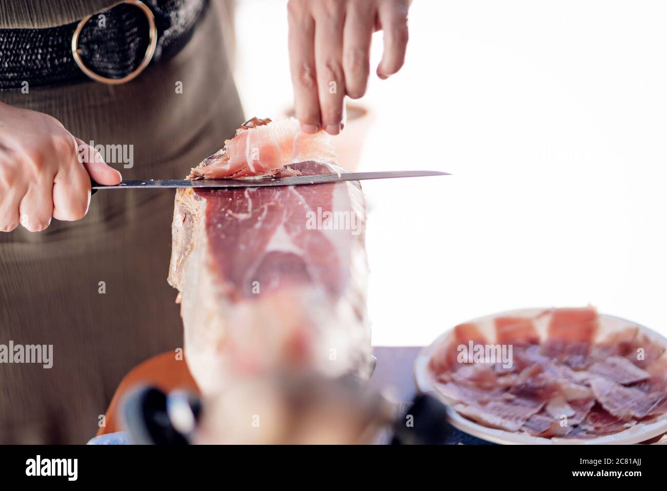 Woman butcher knife hi-res stock photography and images - Alamy