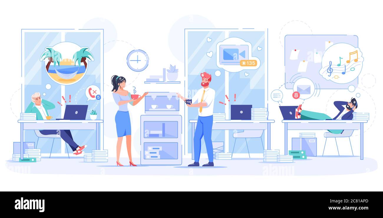 Lazy woman office worker Stock Vector Images - Alamy