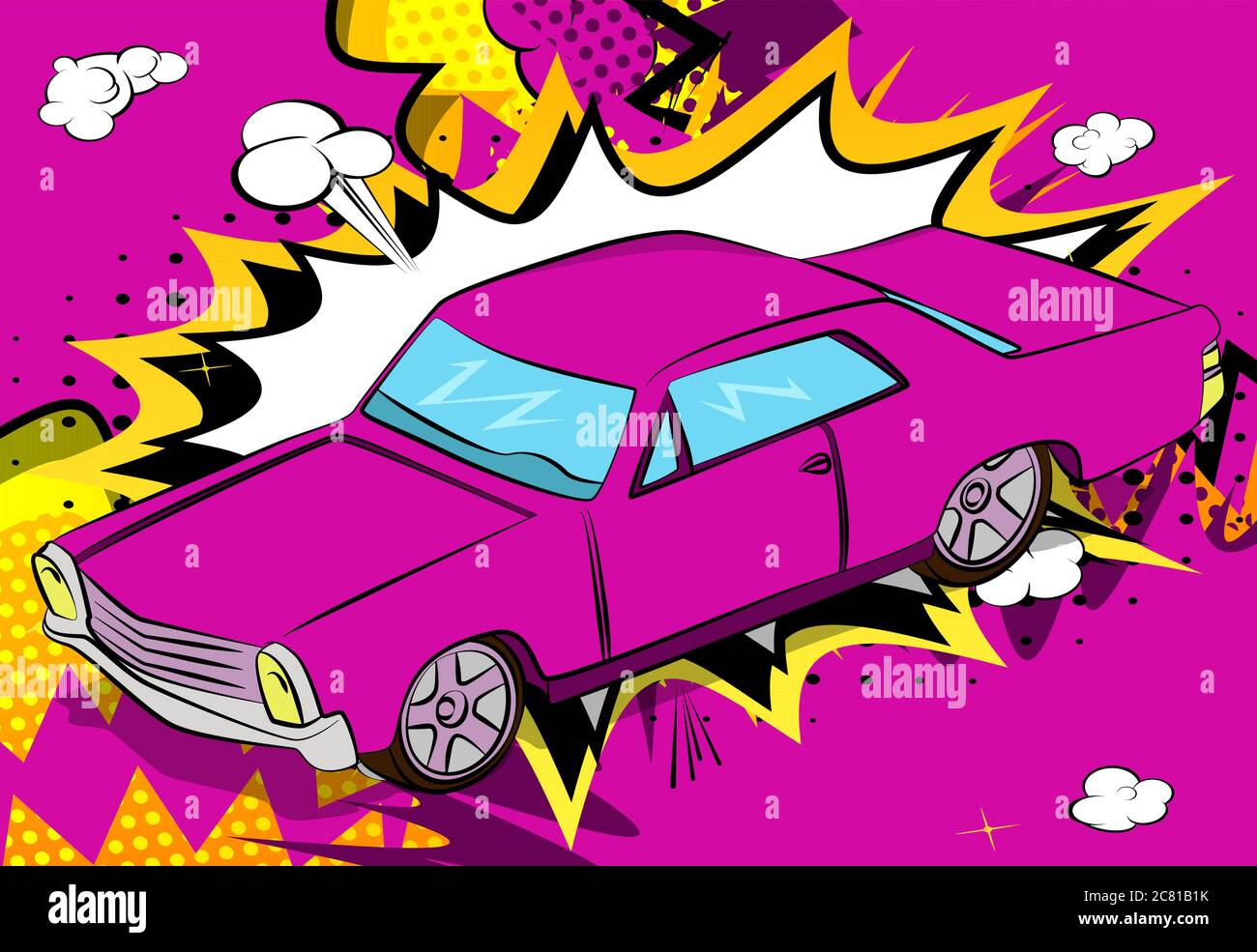 Comic book style, cartoon vector illustration of a cool retro American ...