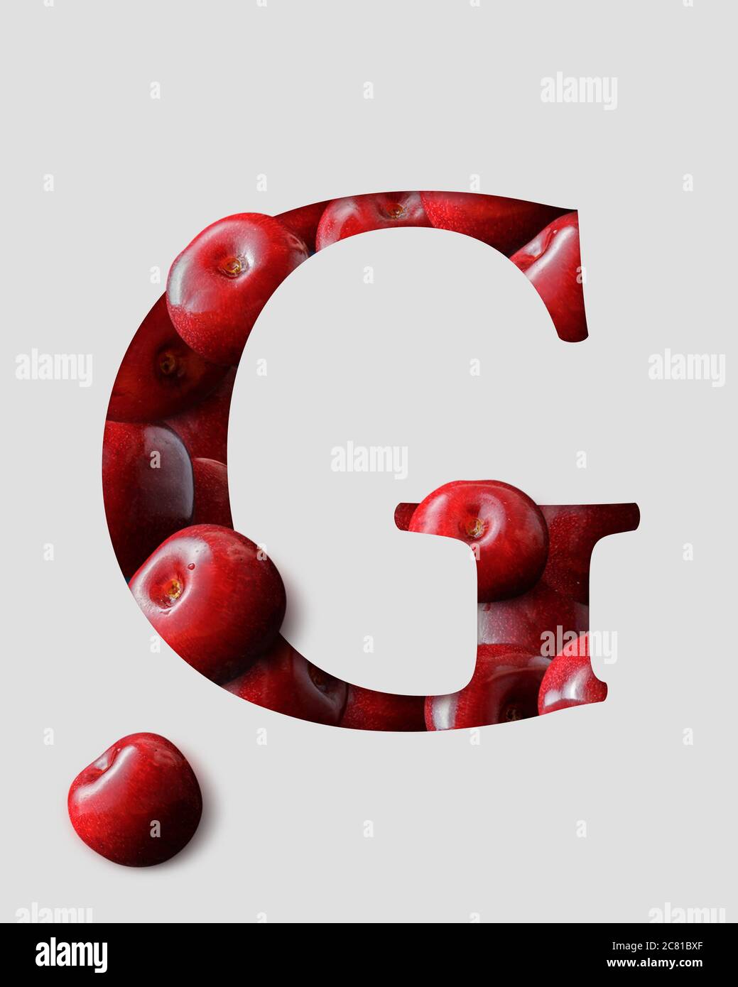 Letter G from english alphabet created from cherries. 3D cherry letter ...