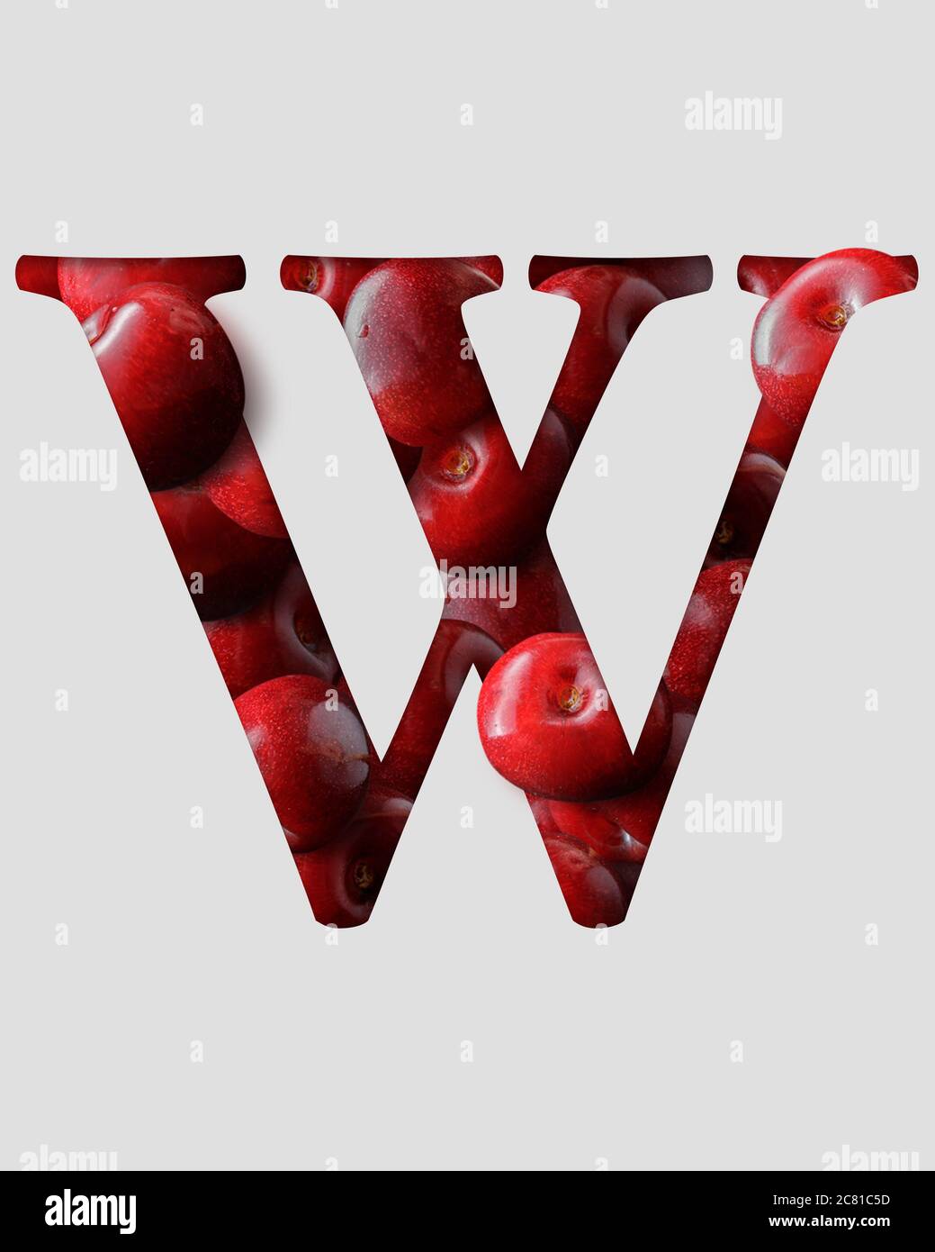 Letter W from english alphabet created from cherries. 3D cherry letter ...