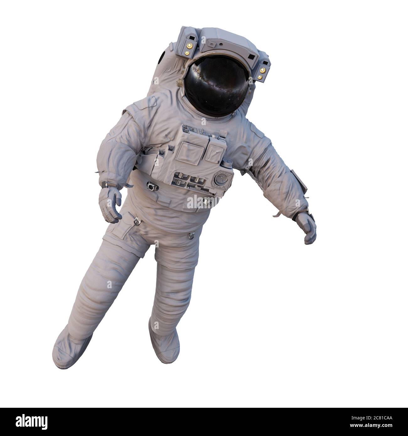 astronaut flying in outer space, isolated on white background Stock ...