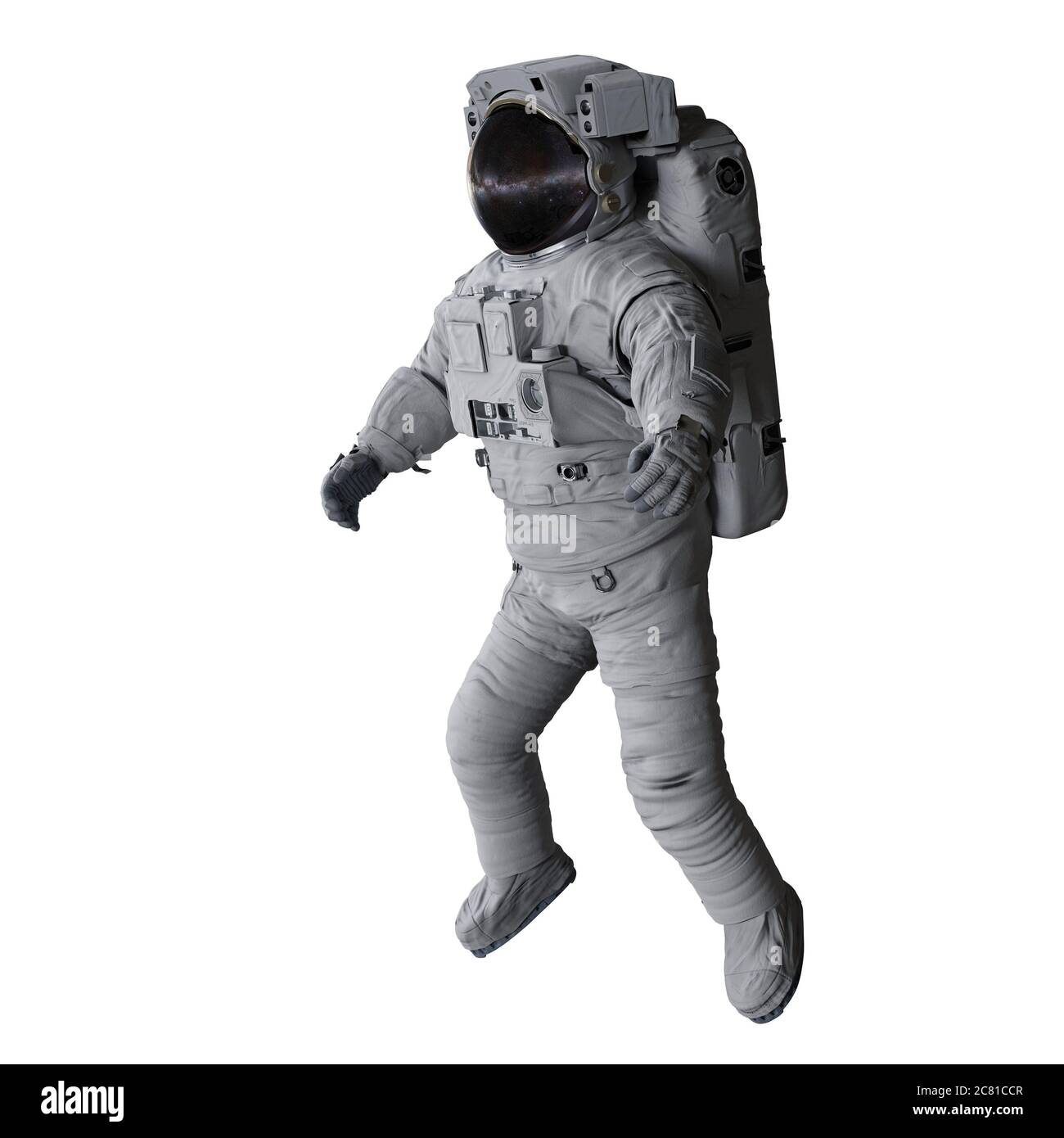 astronaut flying in outer space, isolated on white background Stock ...