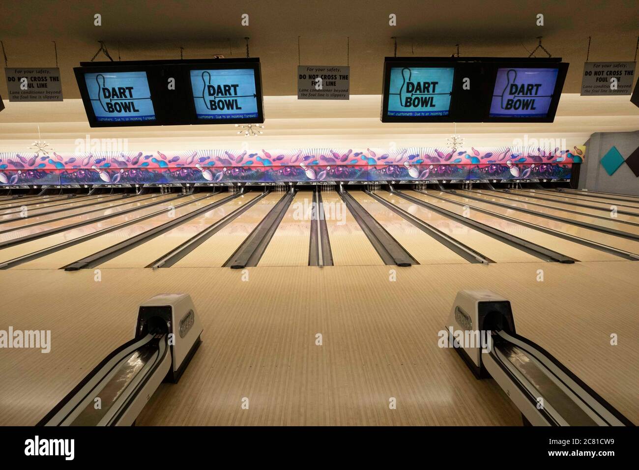 Austin, TX USA July 17, 2020: Empty lanes on the last bowling night at ...