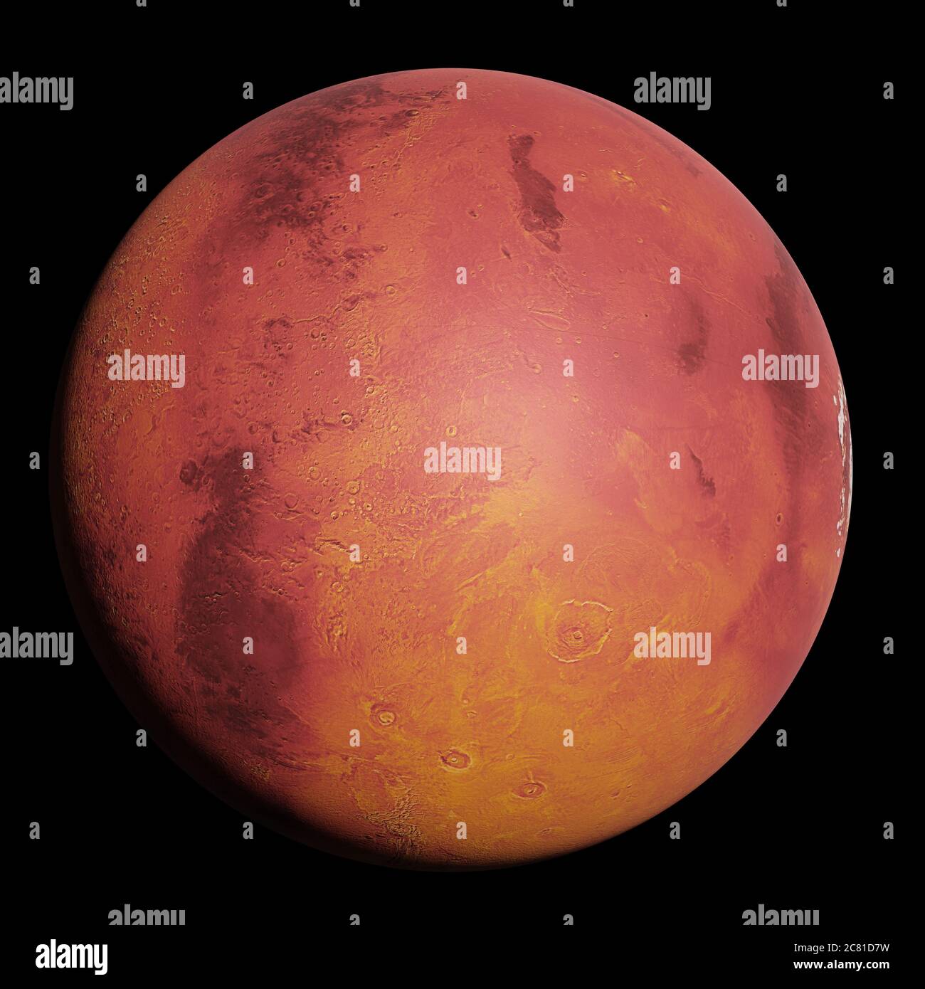 planet Mars in natural colors isolated on black background Stock Photo ...