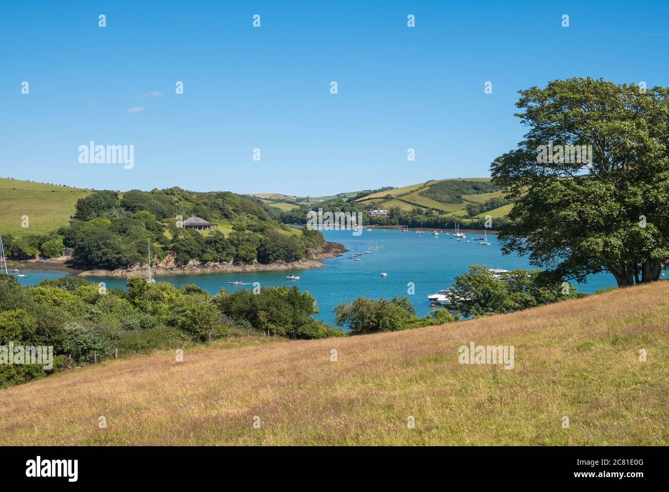Summer view of the Salcombe estuary from Snapes Point in the South Hams ...