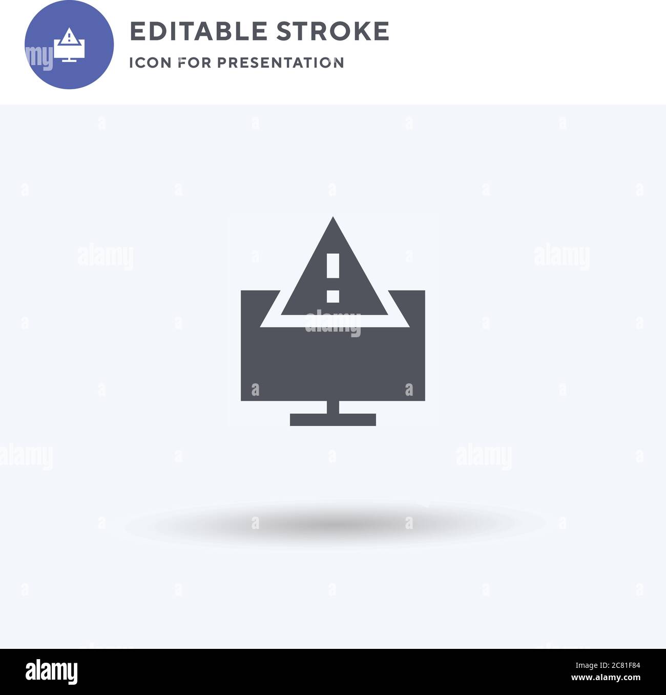 Warning icon vector, filled flat sign, solid pictogram isolated on ...