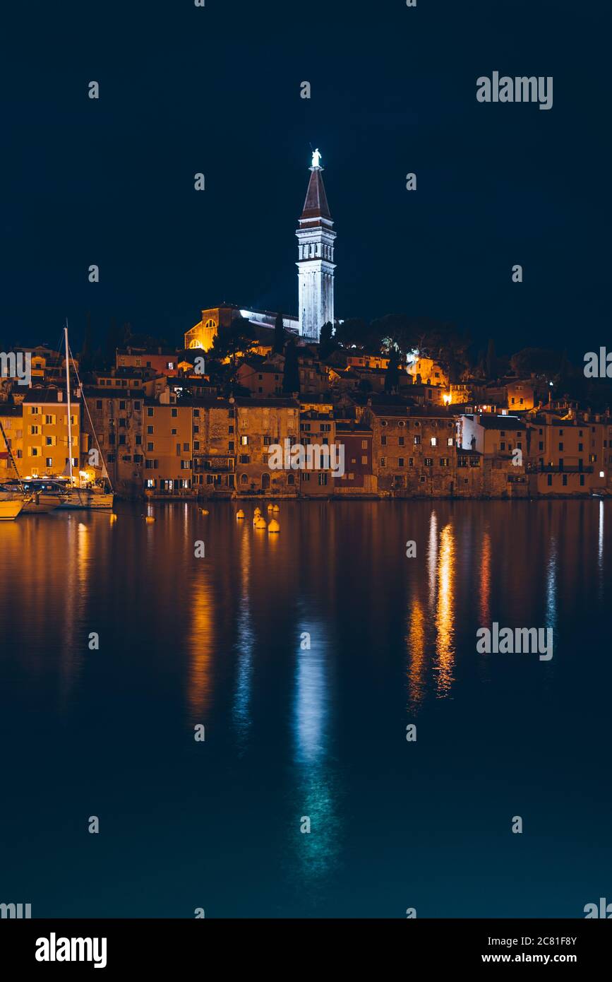 Rovinj city in Croatia at night Stock Photo - Alamy