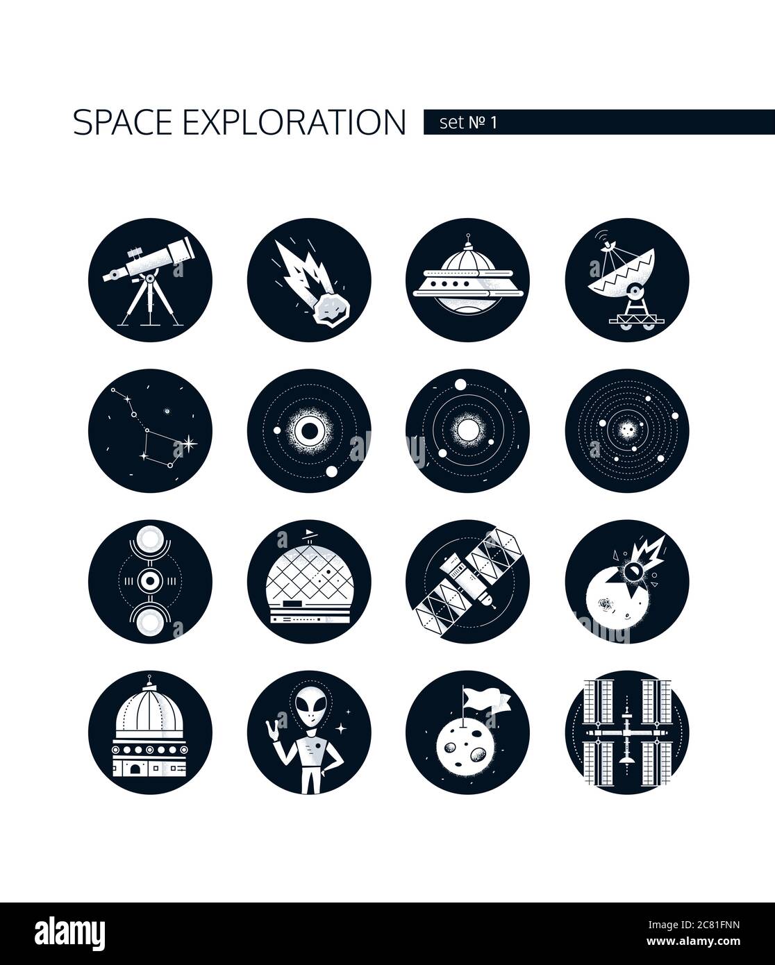 Space exploration - modern vector set of icons Stock Vector Image & Art ...