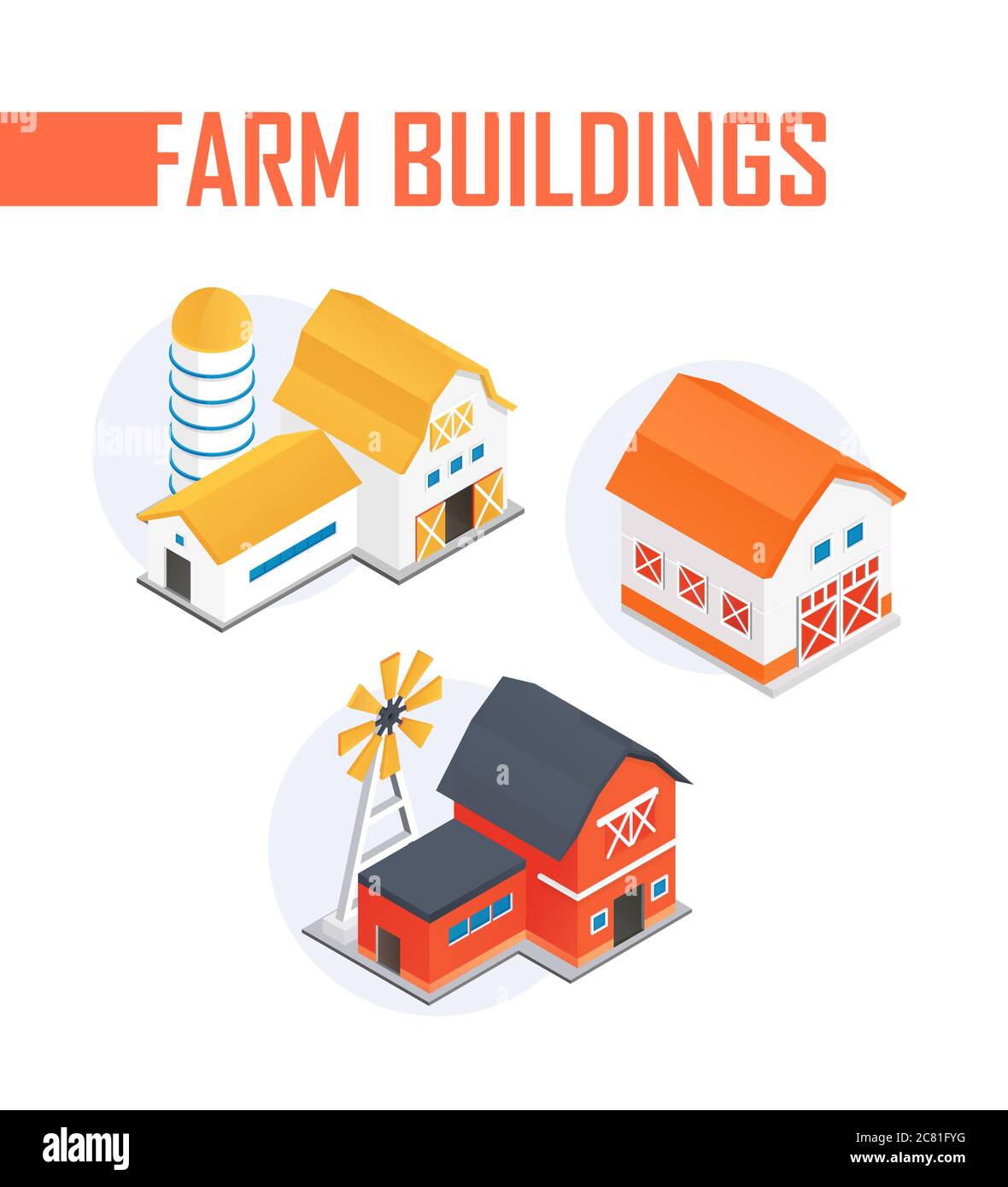 Farm buildings - modern vector colorful isometric elements Stock Vector ... Farm buildings - modern vector colorful isometric elements Stock Vector ...