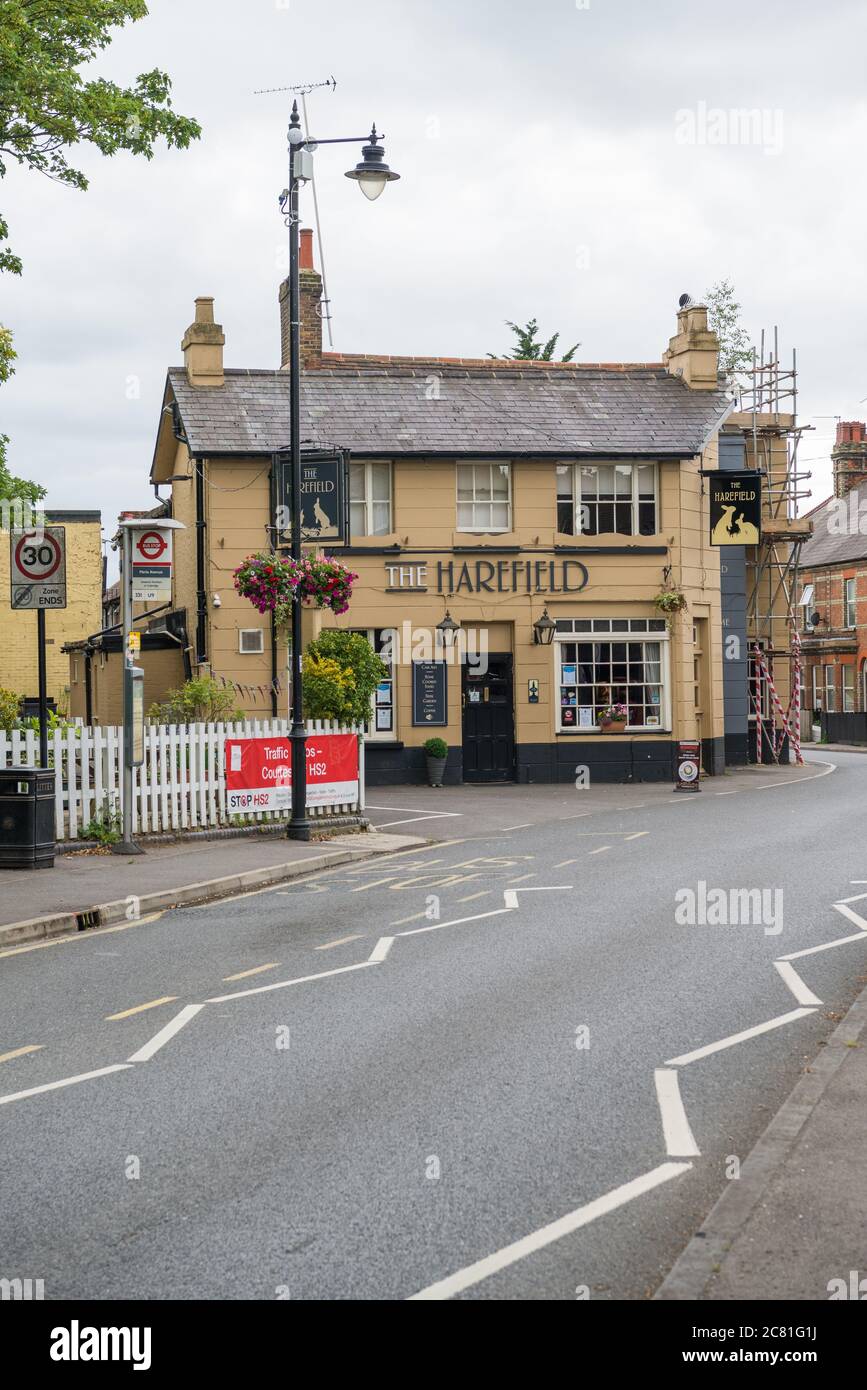The Harefield pub and restaurant in the High Street, Harefield village ...