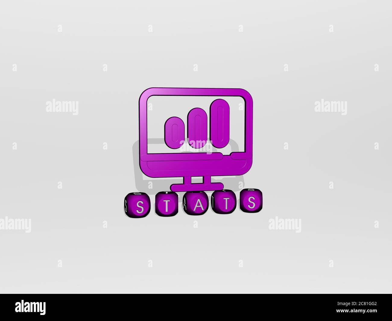 3D representation of STATS with icon on the wall and text arranged by ...