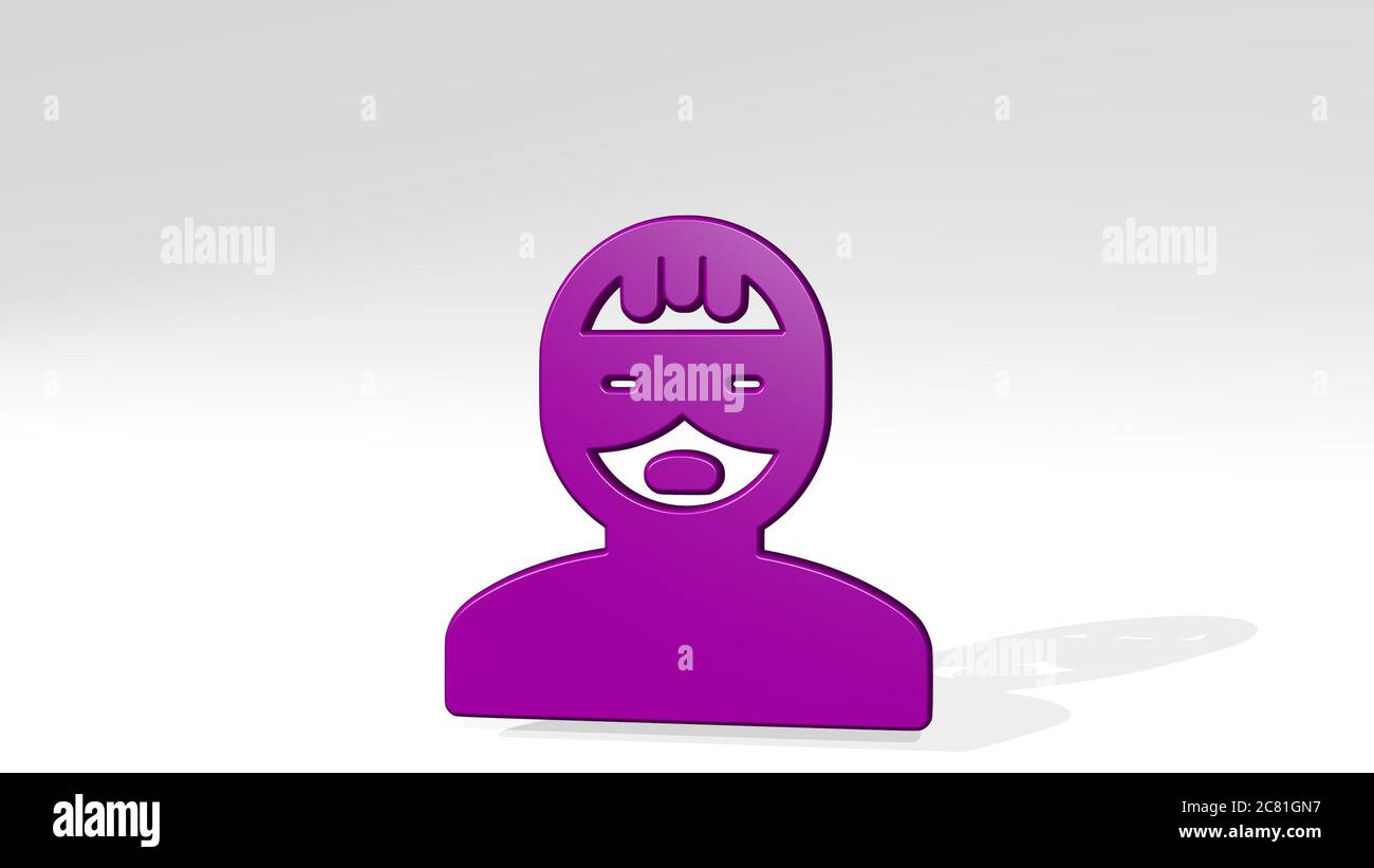 CRIME MAN THIEF stand with shadow. 3D illustration of metallic ...