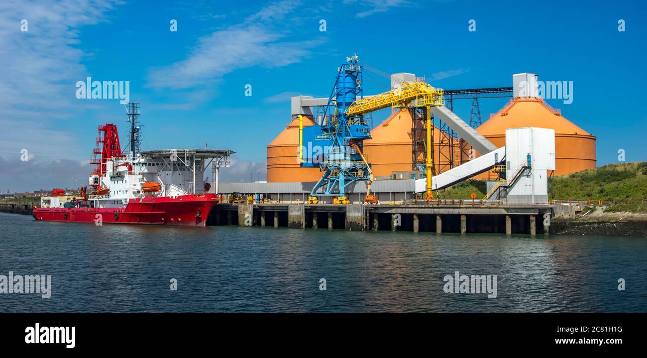 Storage silos, Port of Blyth, on the Northeast coast of England; Blyth ...