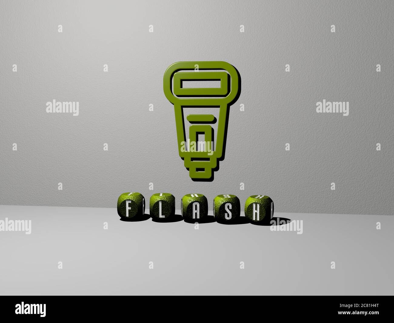 3D graphical image of flash vertically along with text built by ...